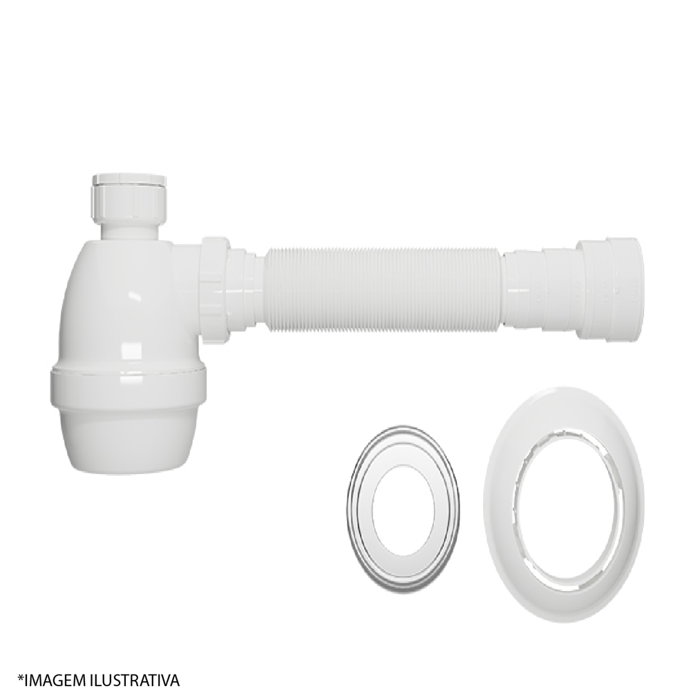 Sifão Copo Universal Com Tubo Flex Branco 031301-BLukit - Sifão Copo ...