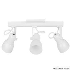 Spot Light Trilho Branco 3 Lâmpada-Kin - Spot Light Trilho Branco 3 ...