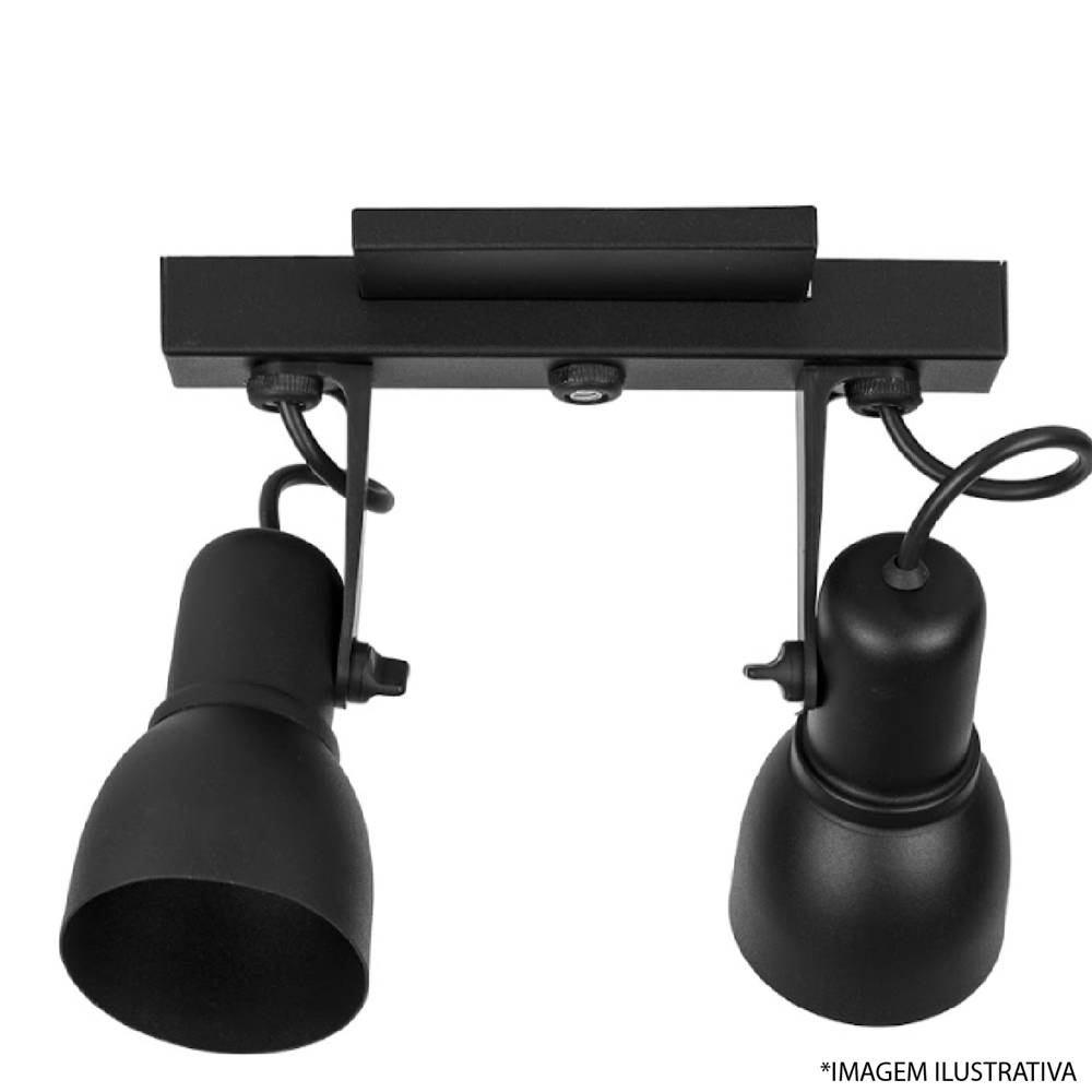 Spot Light Trilho Preto 2 Lâmpadas-Kin - Spot Light Trilho Preto 2 ...