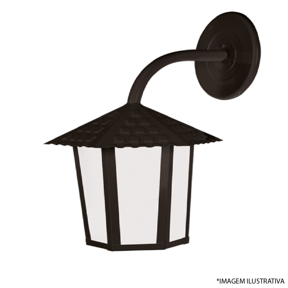 Arandela Colonial Sextavada 1xE27 Lente PP Preta-Blumenau - Arandela ...