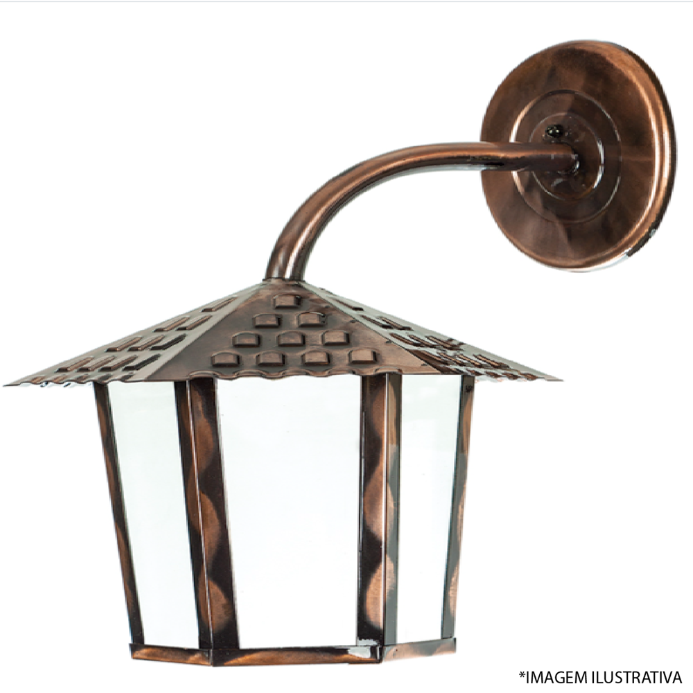 Arandela Colonial Sextavada 1xE27 Lente PP Cobre-Blumenau - Arandela ...