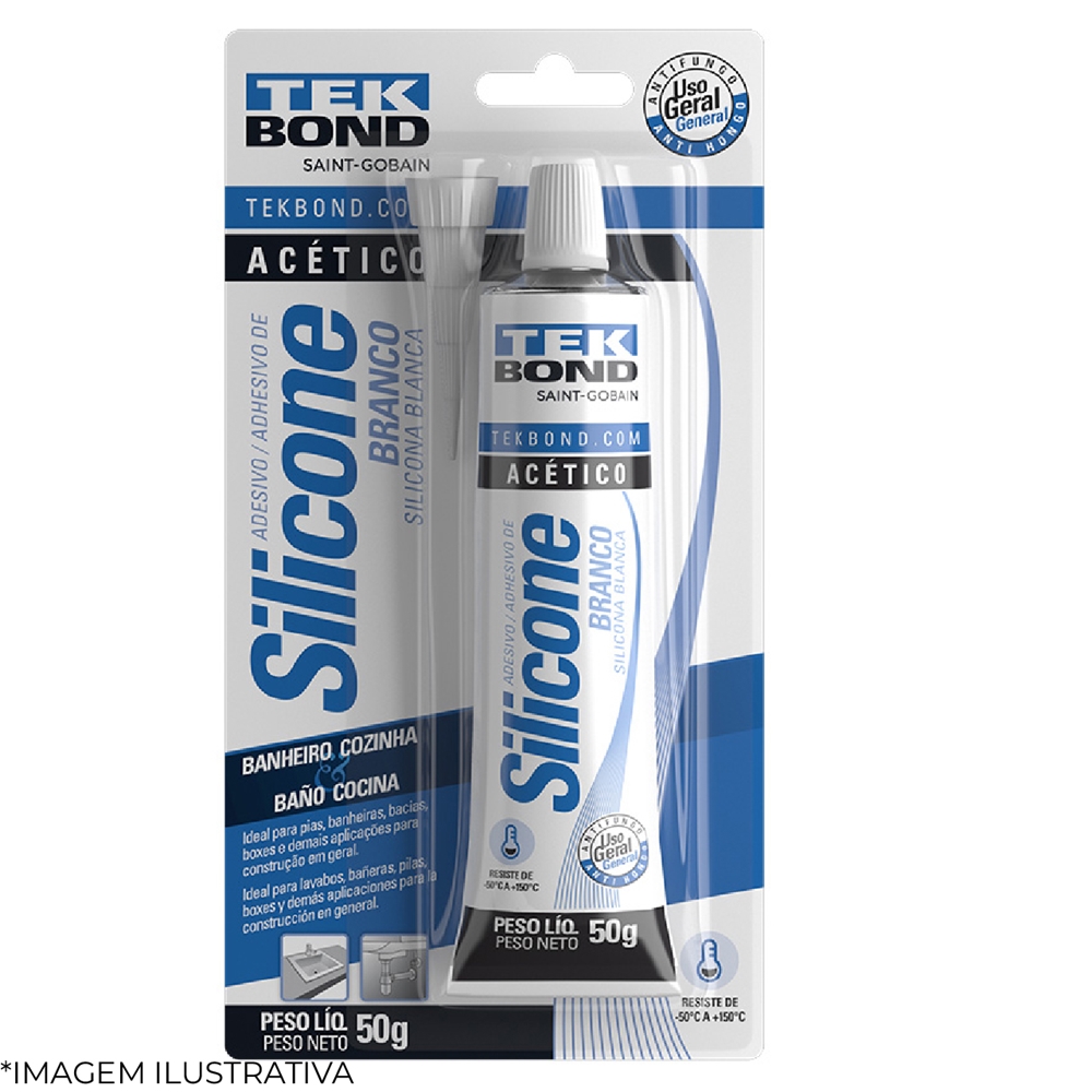 Silicone Acetinado 50G Branco Blinster-Tekbond - Silicone Acetinado 50G ...