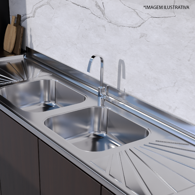 Pia Inox 1,80MT 2 Cubas -Gnx - Pia Inox 1,80MT 2 Cubas -Gnx - GNX