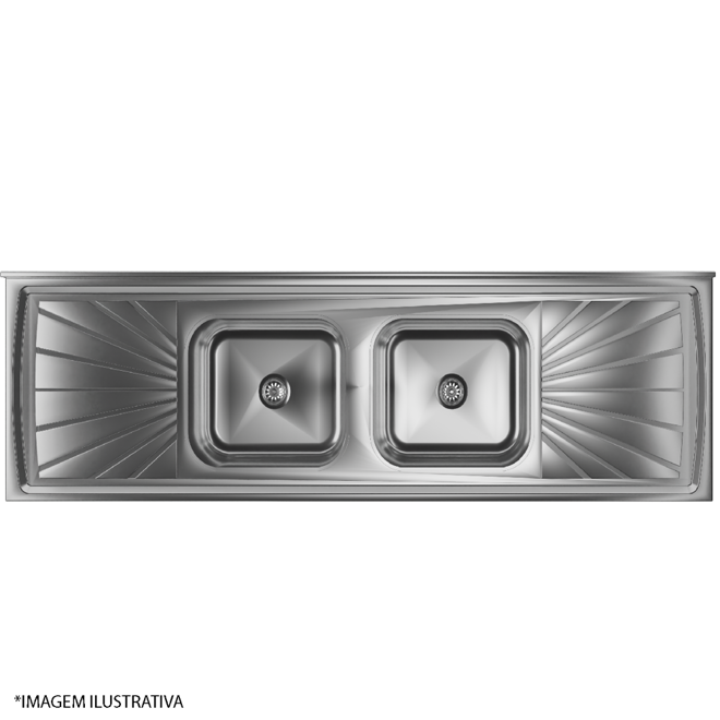 Pia Inox 2,00MT 2 Cubas -Gnx - Pia Inox 2,00MT 2 Cubas -Gnx - GNX