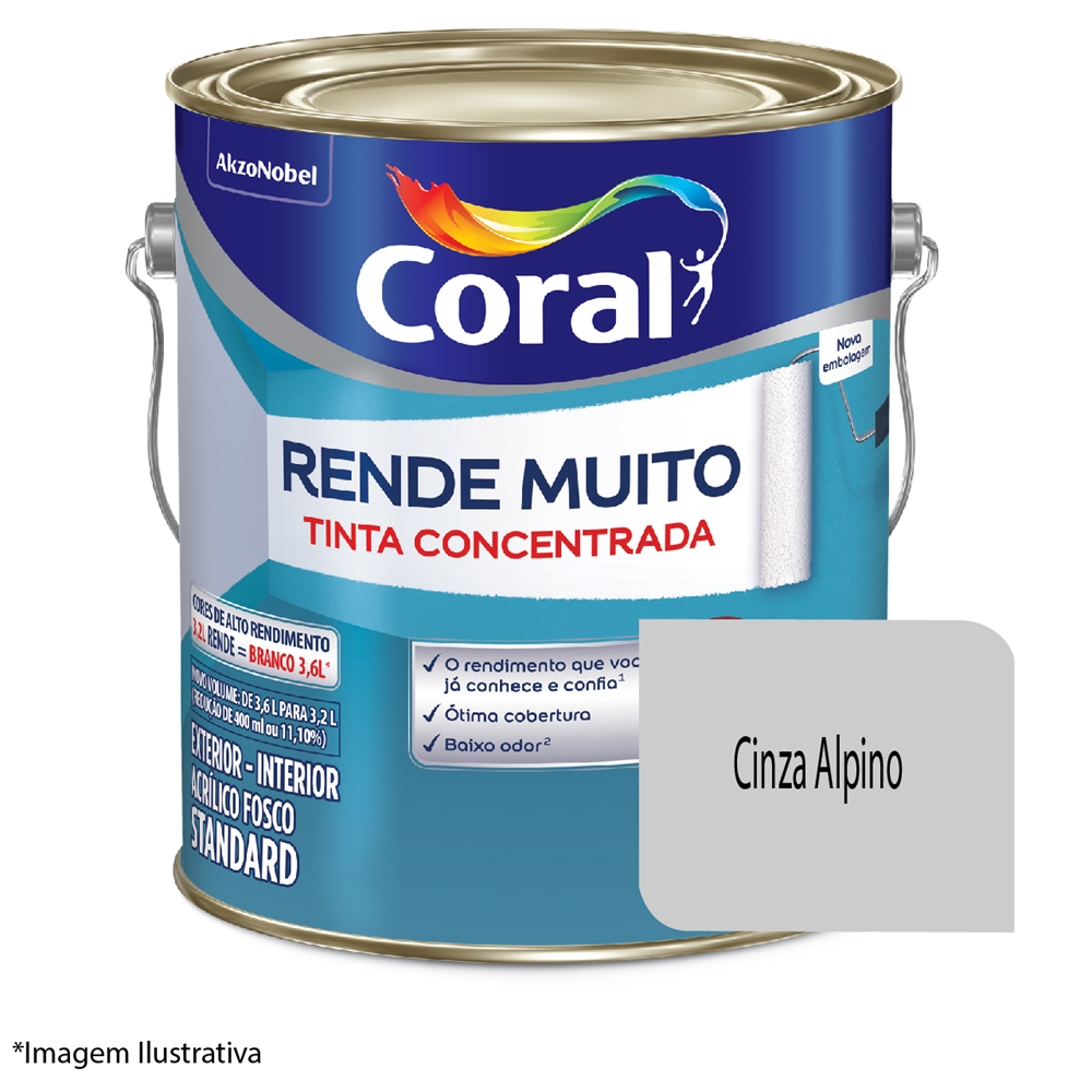 Tinta Acrílica Rende Muito 3,2L Cinza Alpino-Coral - Tinta Acrílica ...