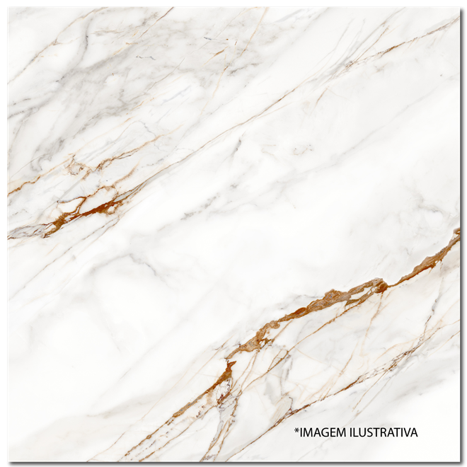 Piso Polido 74x74 calacata Iron LC Retificado- Bellacer- Caixa com 2,22 ...