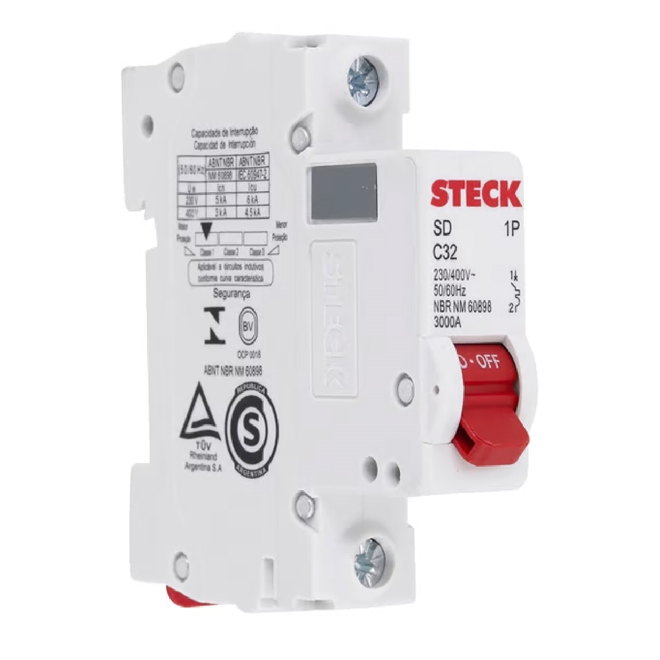 STECK DISJUNTOR DIN UNIPOLAR 32A CURVA C SDD61C32 - STECK DISJUNTOR DIN UNIPOLAR 32A CURVA C ...