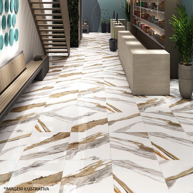 Piso Polido 90x90 Ravello Oro Lc Retific - Caixa Com 2,45M2-Marmogres ...