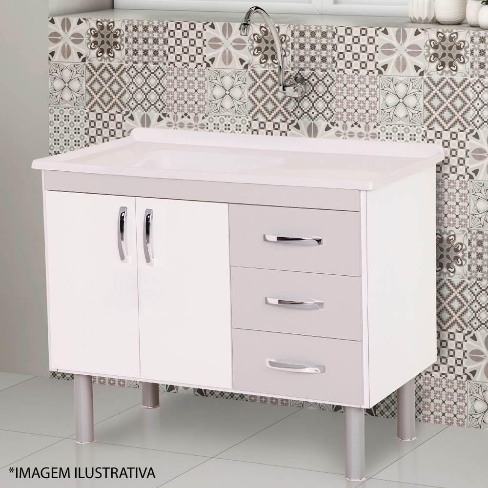 Gabinete Cozinha Toquio 0,96Mt Off White-Aj Rorato - Gabinete Cozinha Toquio 0,96Mt Off White-Aj ...