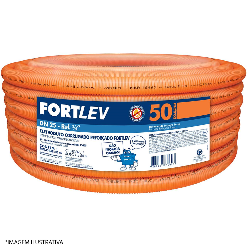 Conduite Corrugado Laranja 3/4 25MM C/50Mt -Fortlev - Conduite ...